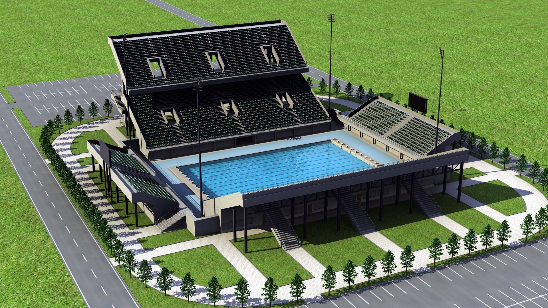 outdoor olympic swimming pool obj