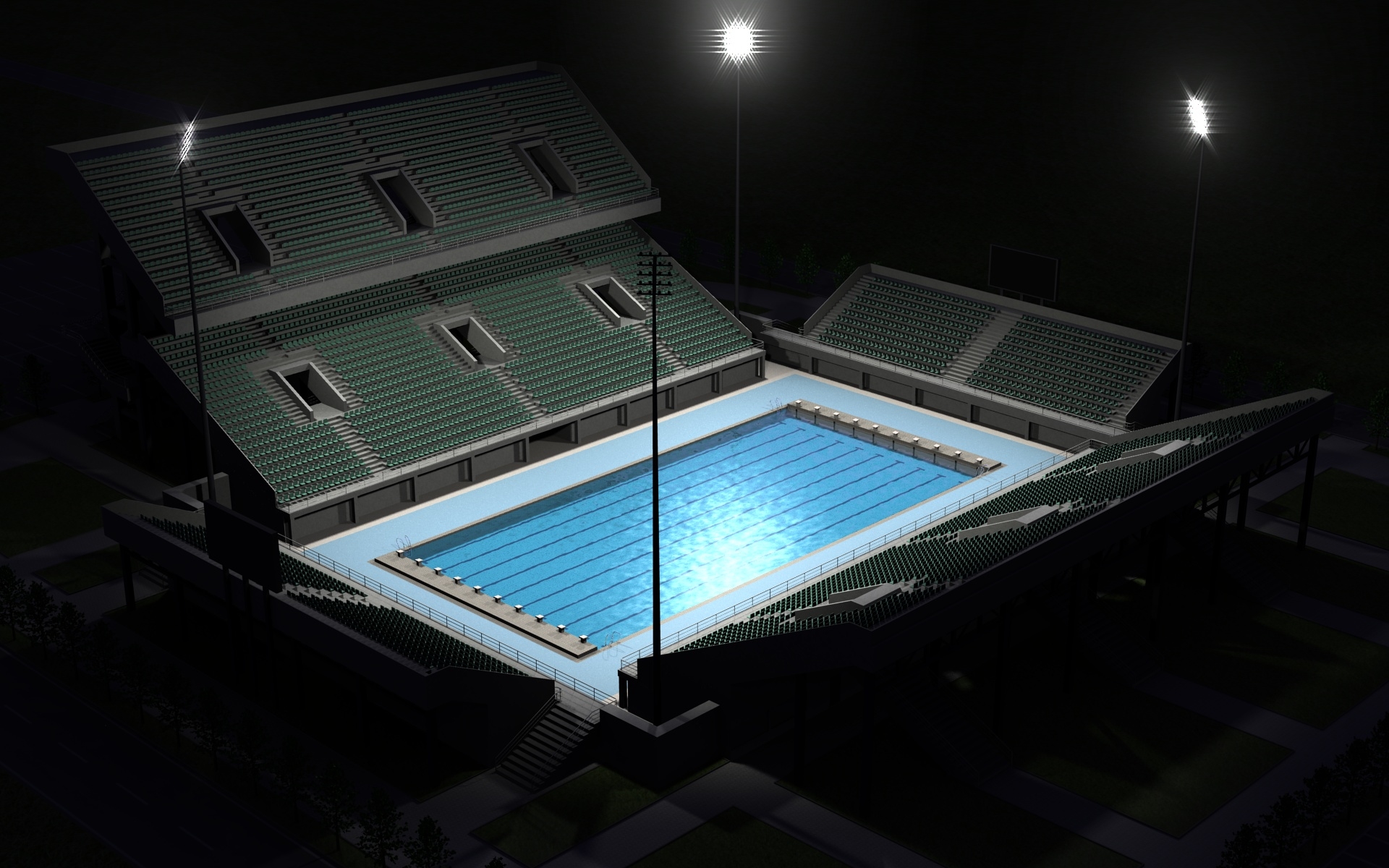 outdoor olympic swimming pool obj