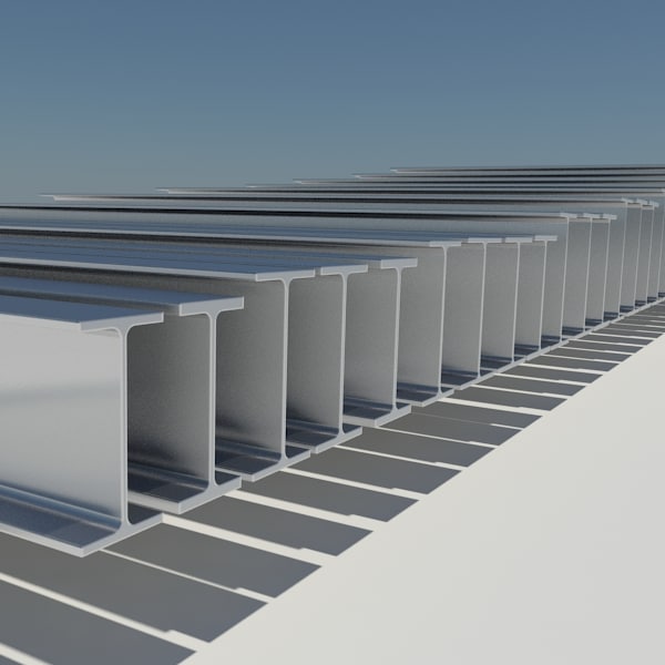 structural steel universal beams 3d model