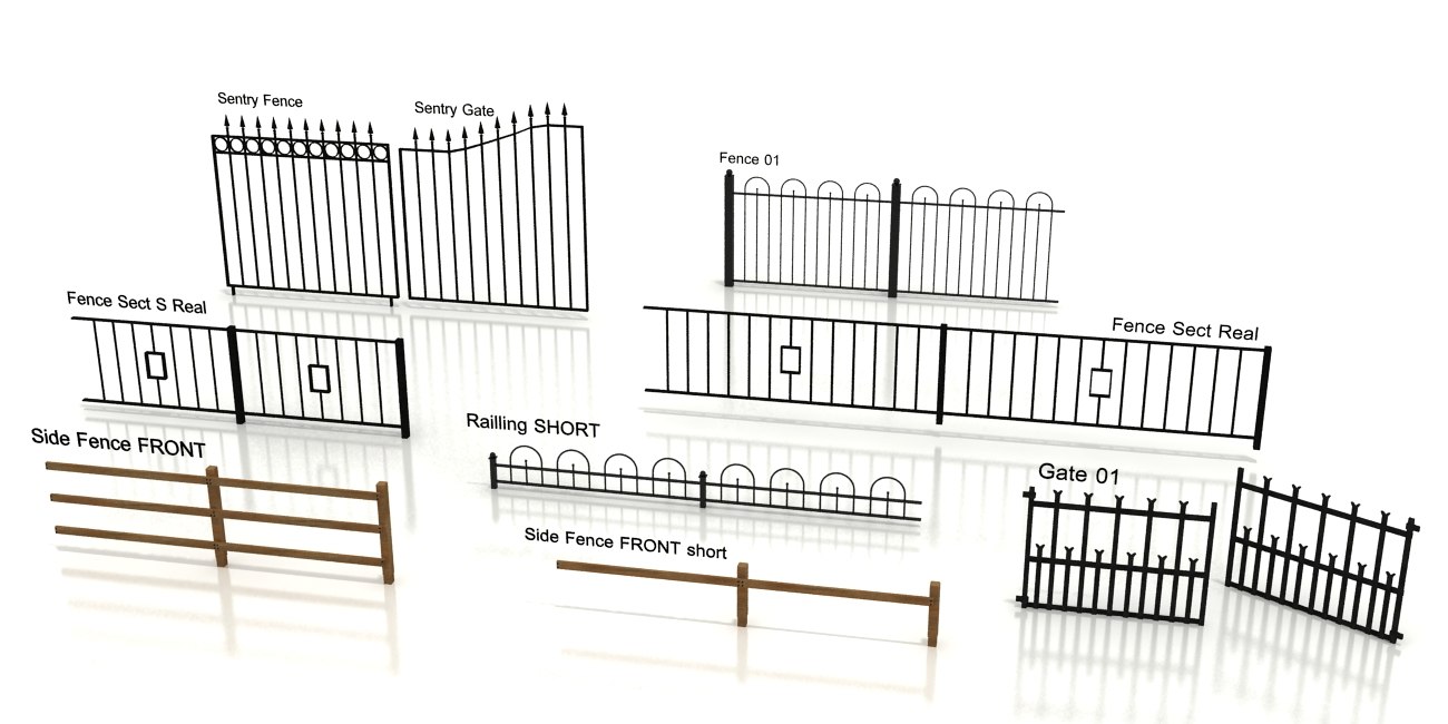 3d model fences walls
