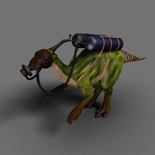 3d dinosaur gas mask model
