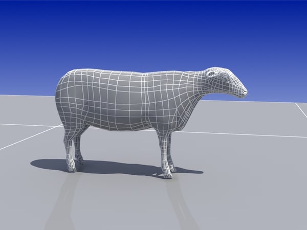 3d sheep cow bull model