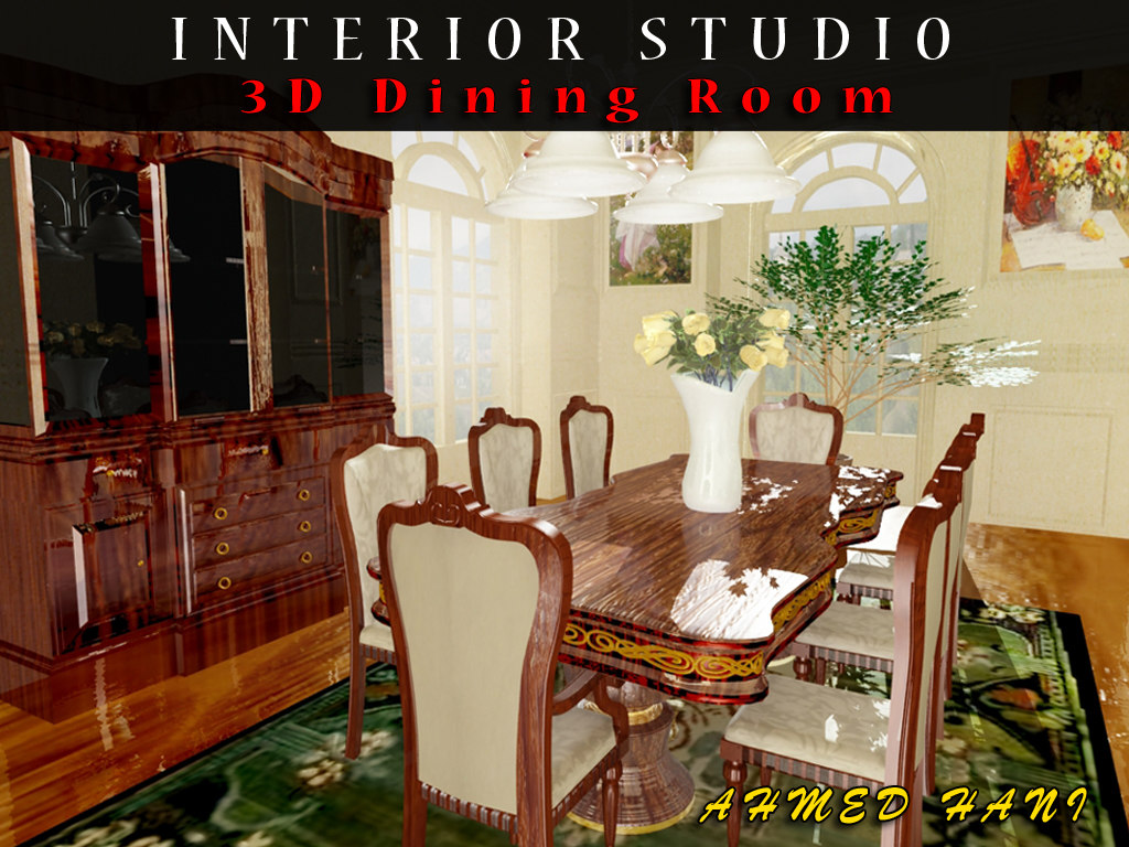 3d model classic dining room