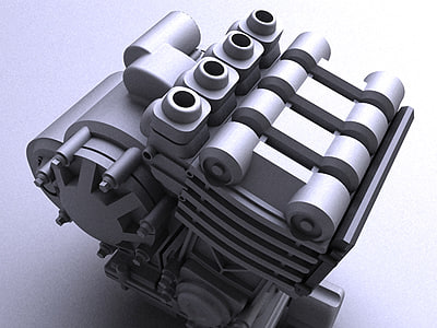 3d sport bike in-line 4 cylinder