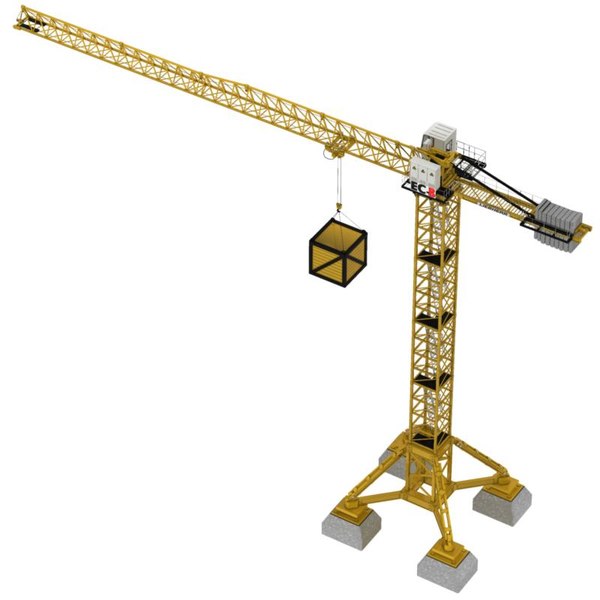 3d model rigged construction tower crane