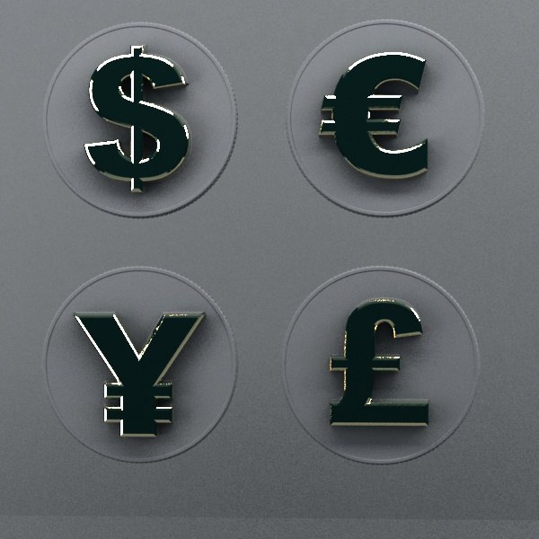 3d money sign coins