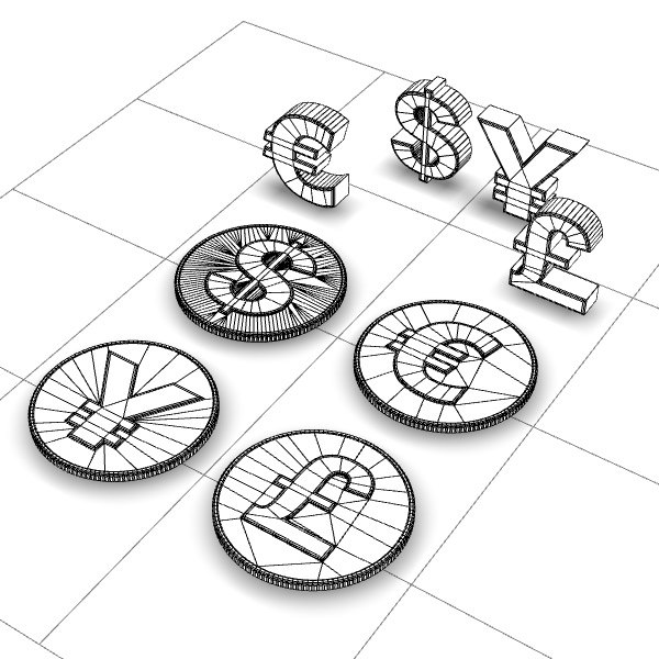 3d money sign coins