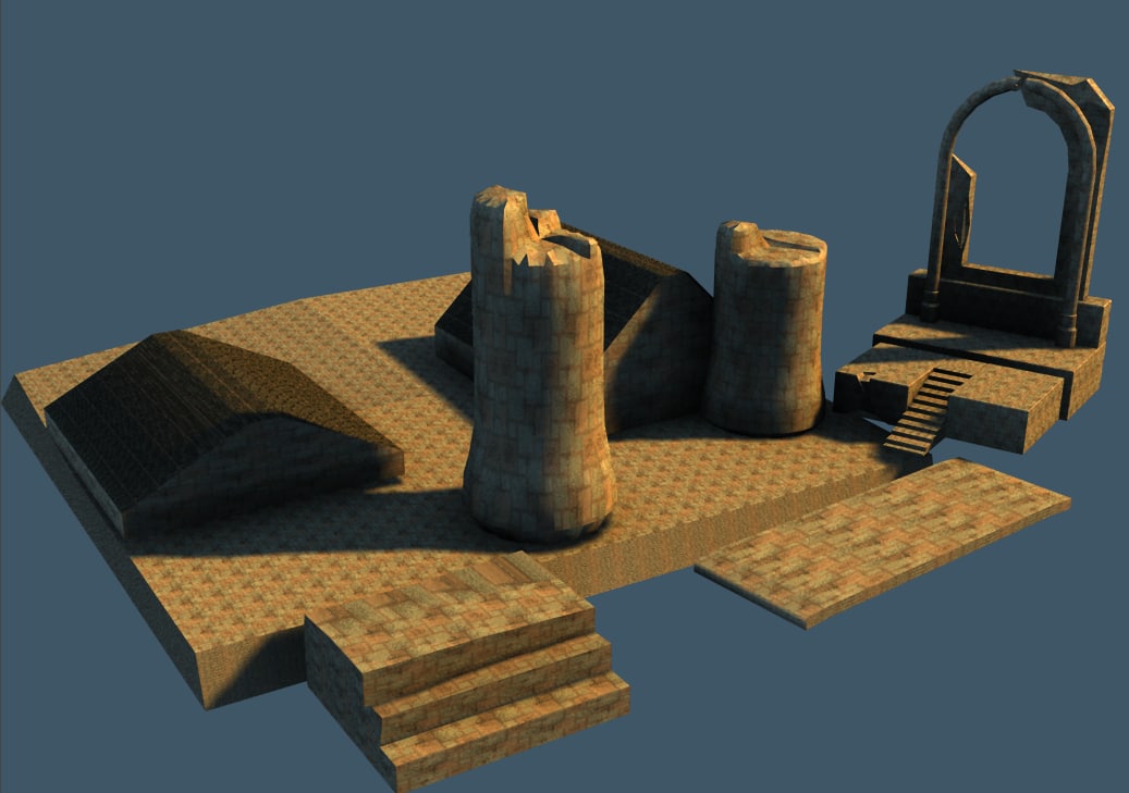 3d broken temple model