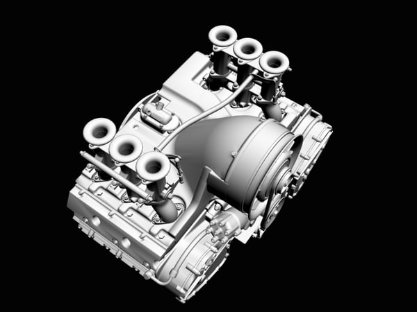 3d air-cooled flat-six engine