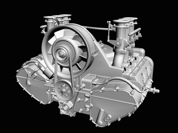 3d air-cooled flat-six engine