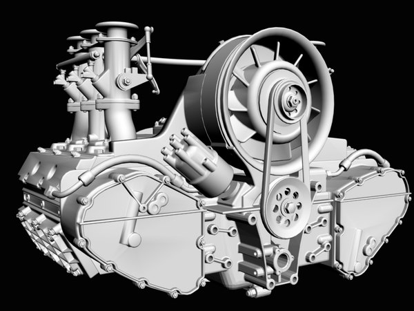 3d air-cooled flat-six engine