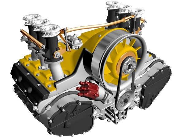 air cooled flat 4 3d model