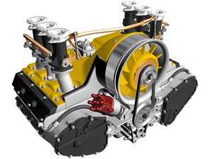 air cooled flat 4 3d model