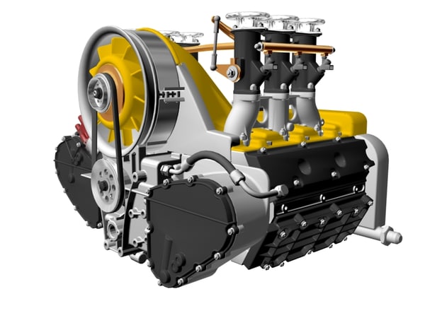 3d air-cooled flat-six engine