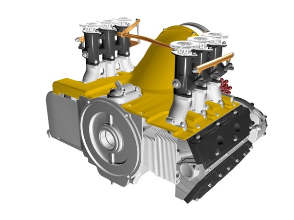 3d air-cooled flat-six engine