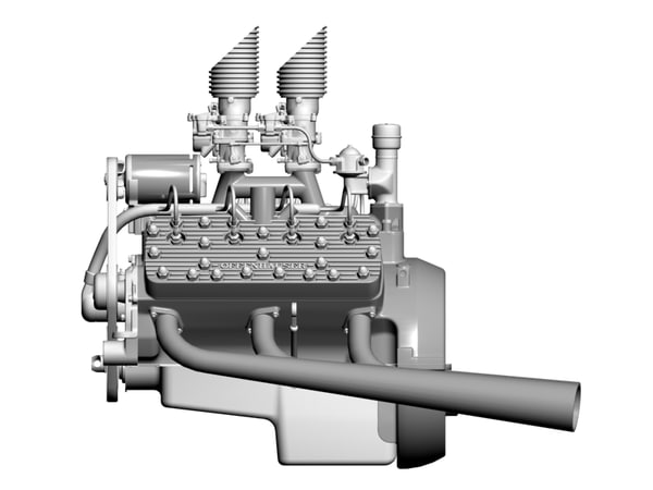 3d custom early flathead v8 engine