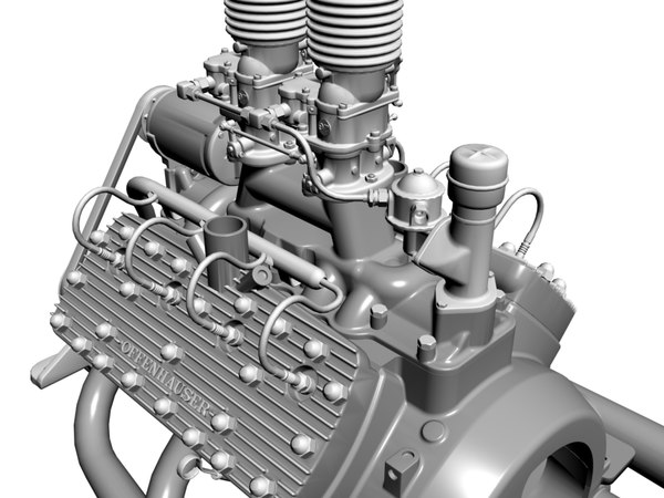 3d custom early flathead v8 engine
