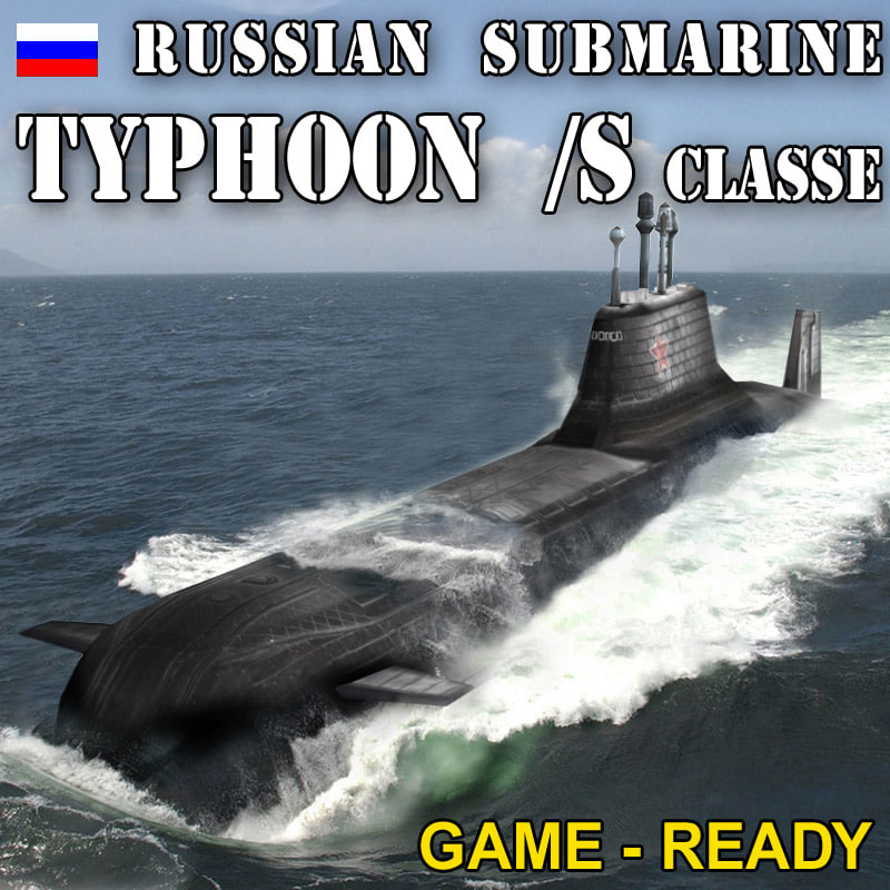 3d model nuclear typhoon class submarine