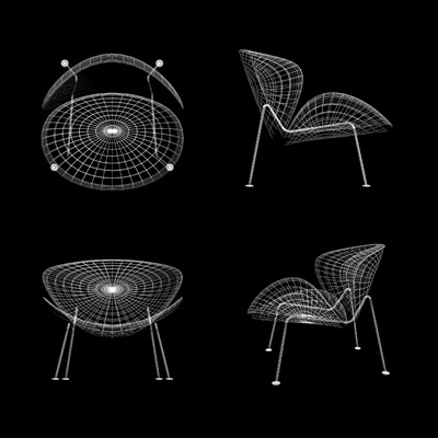 3d artifort chair design orange slice model