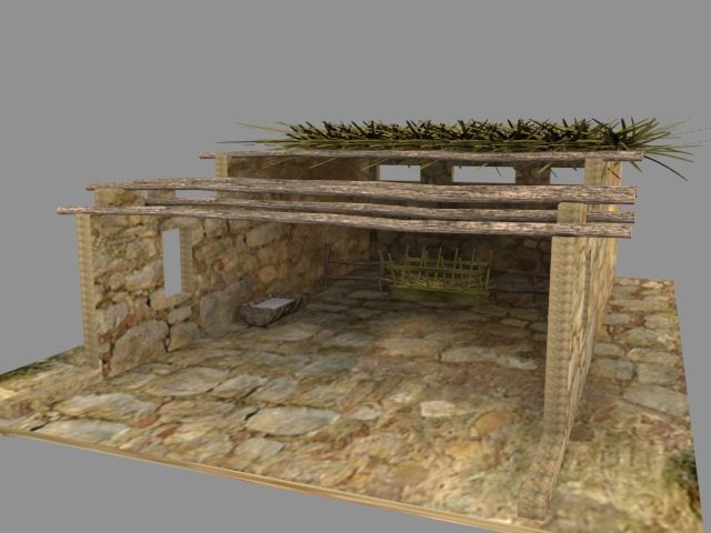 obj nativity manger barn