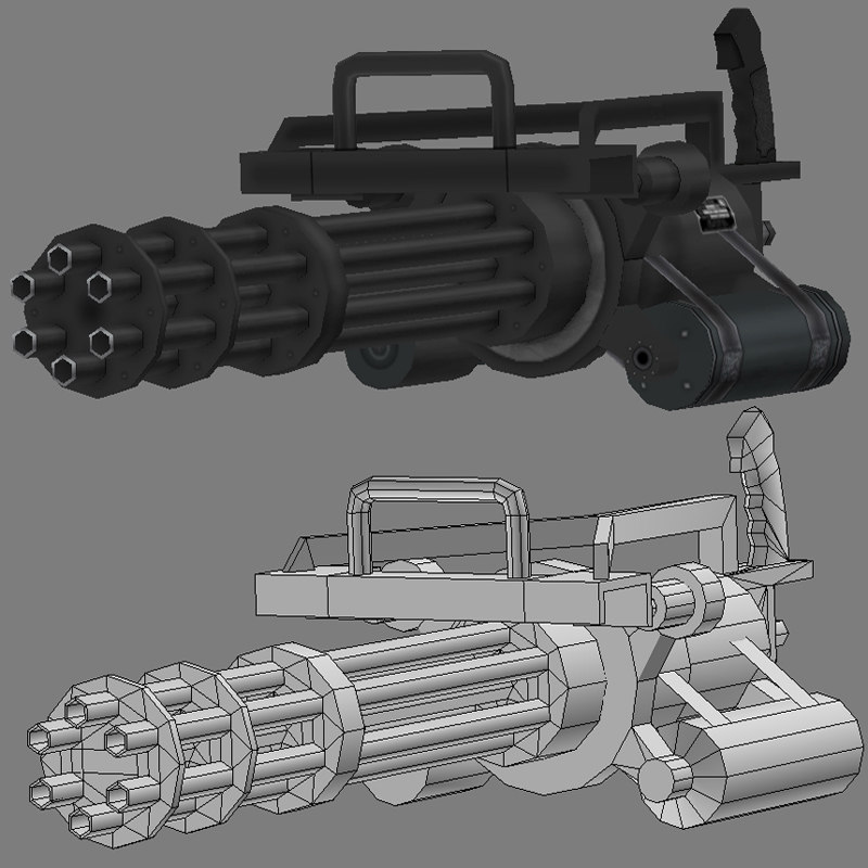 3d gun chaingun model