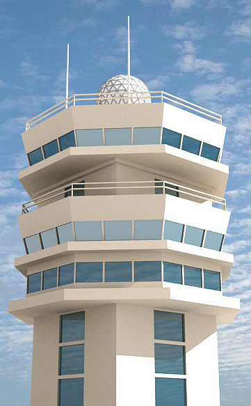 3d airport control tower model