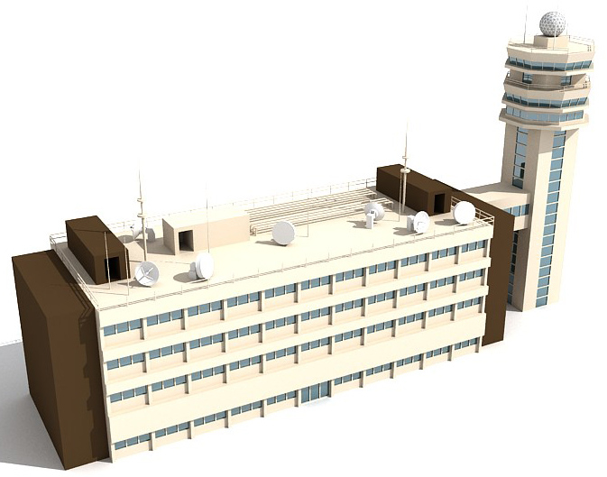 3d airport control tower model