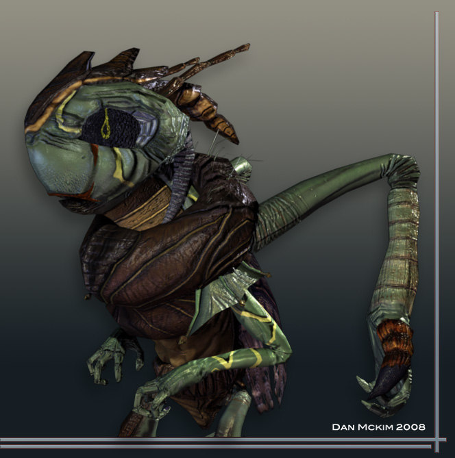 3d grasshopper character next-gen model