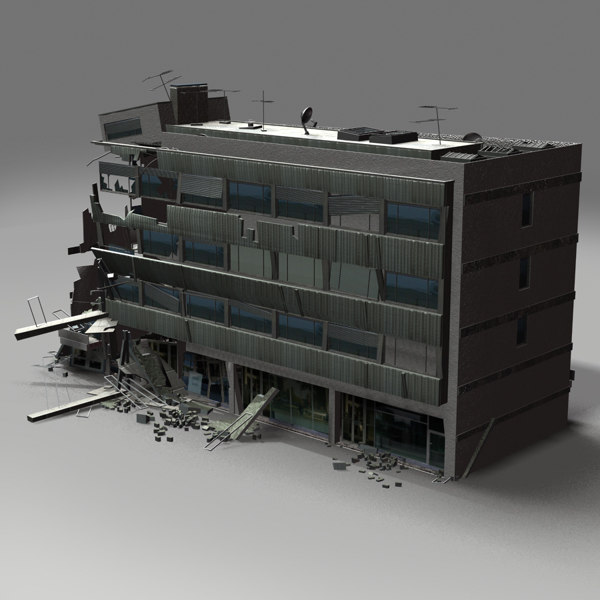 destroyed building 3d model