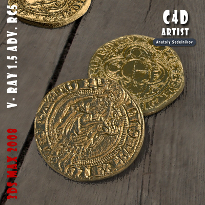 3d gold coin model