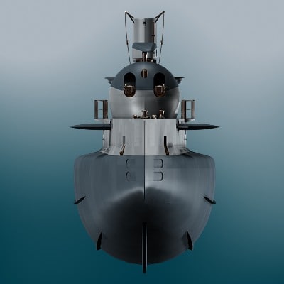3d french submarine surcouf ww2