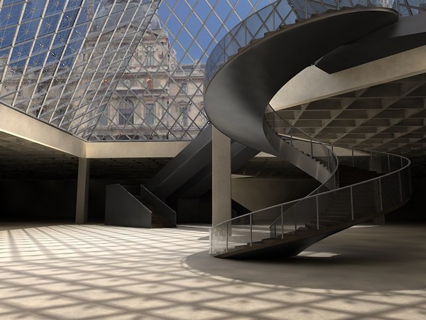 3d model of pyramid louvre