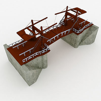 old wooden drawbridge bridge 3d model