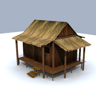 3d bamboo hut model
