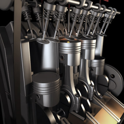 cylinder engine cutaway cuts 3d model