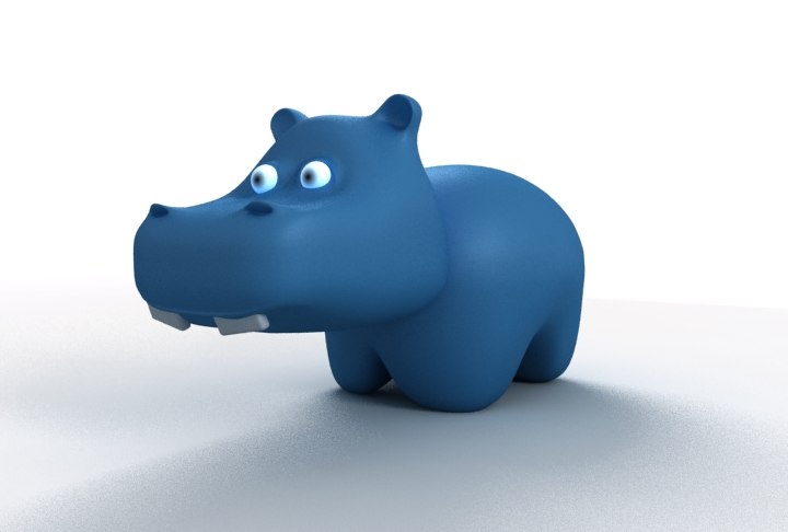 3d model big blue cartoon hippo