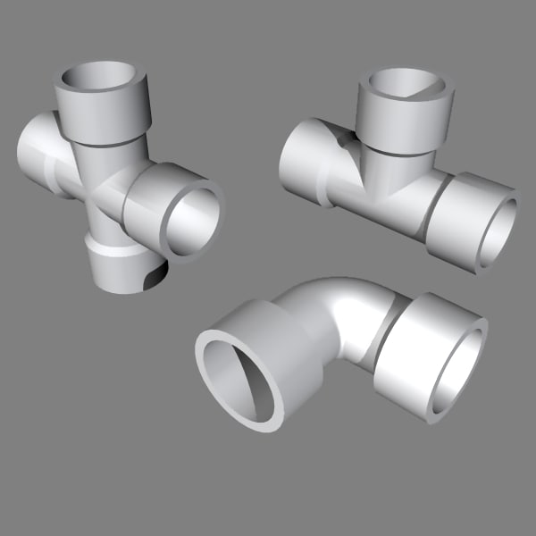 pvc water pipes 3d model