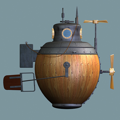 turtle submarine 1775 3d model