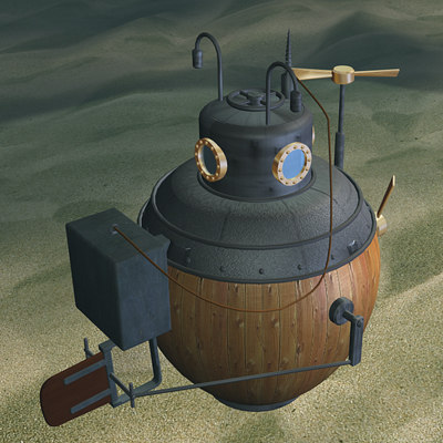 turtle submarine 1775 3d model