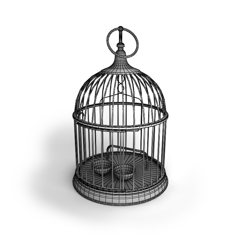 retro birdcage birds cage 3d model