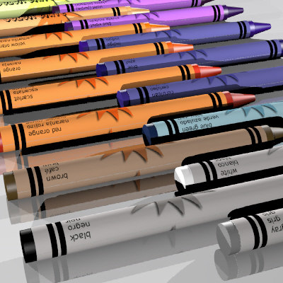 3d 24 crayons colored model