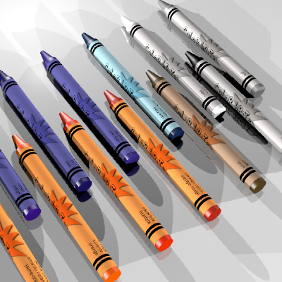 3d 24 crayons colored model