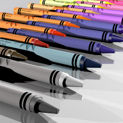 3d 24 crayons colored model