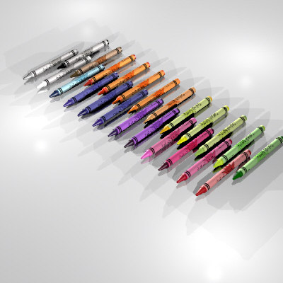 3d 24 crayons colored model