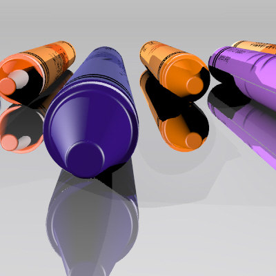 3d 24 crayons colored model