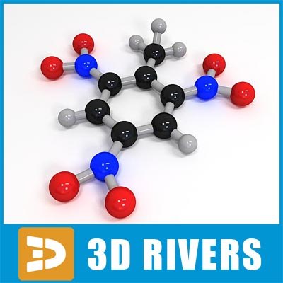 3d trinitrotoluene molecule structure model