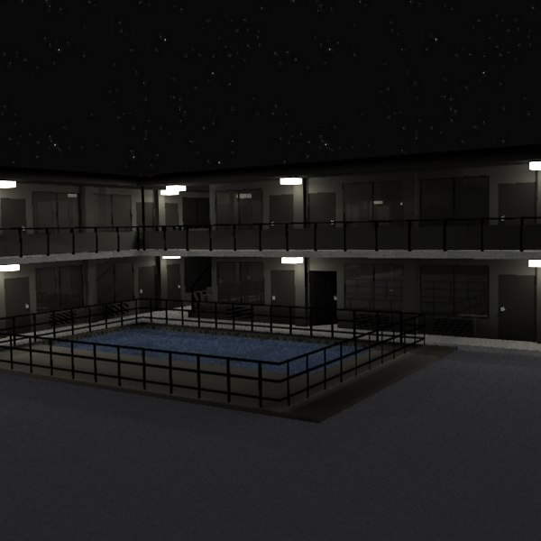 3d model motel rooms doors