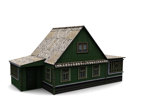 3d max low-poly wood house