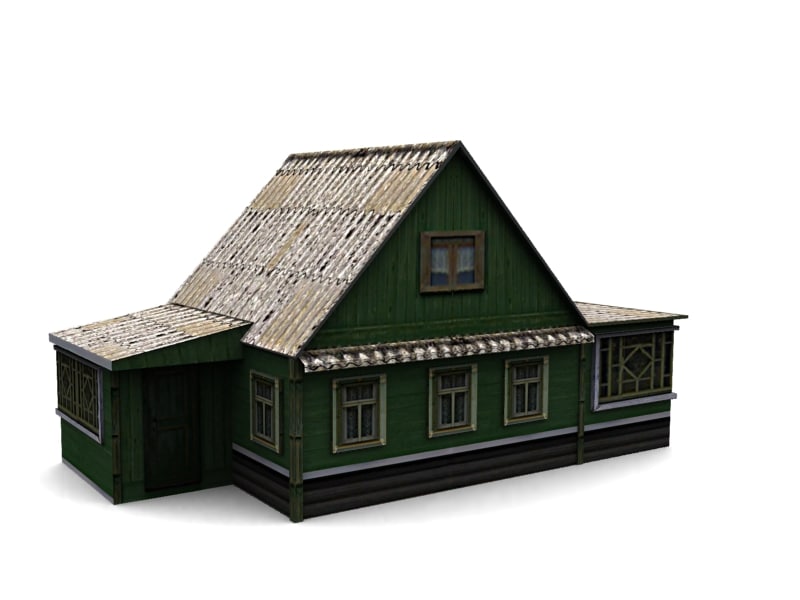 3d max low-poly wood house