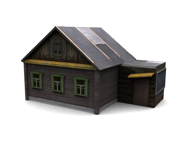 low-poly wood house 3d max